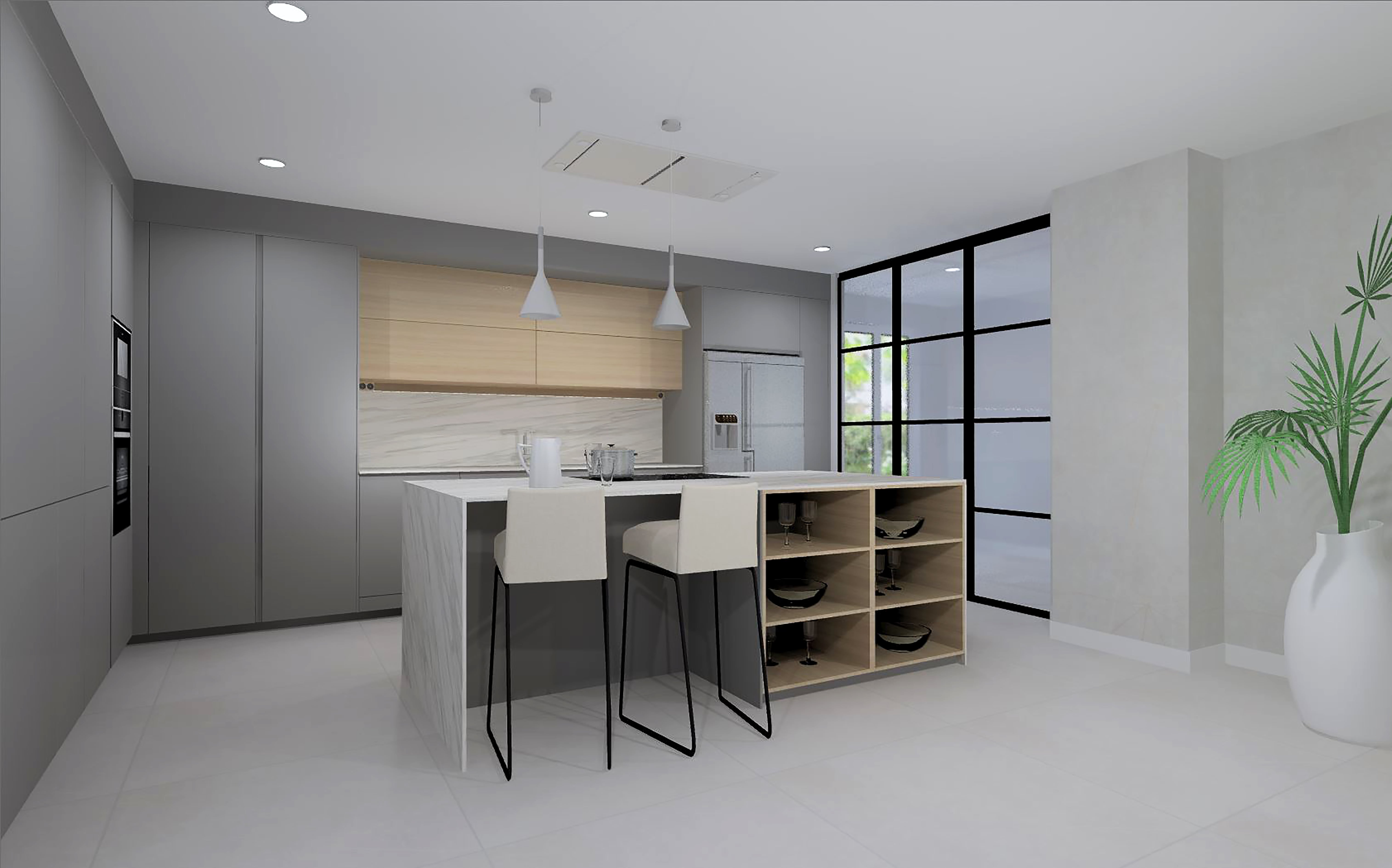 Cocina Santos en color Gris Visón y Olmo Claro | Docrys & DC