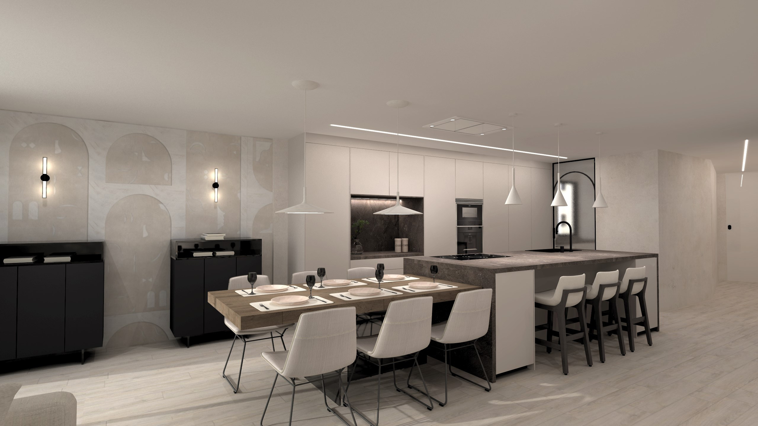 Cocina color Cashmere con Isla con Muebles de Cocina Santos | Docrys & DC