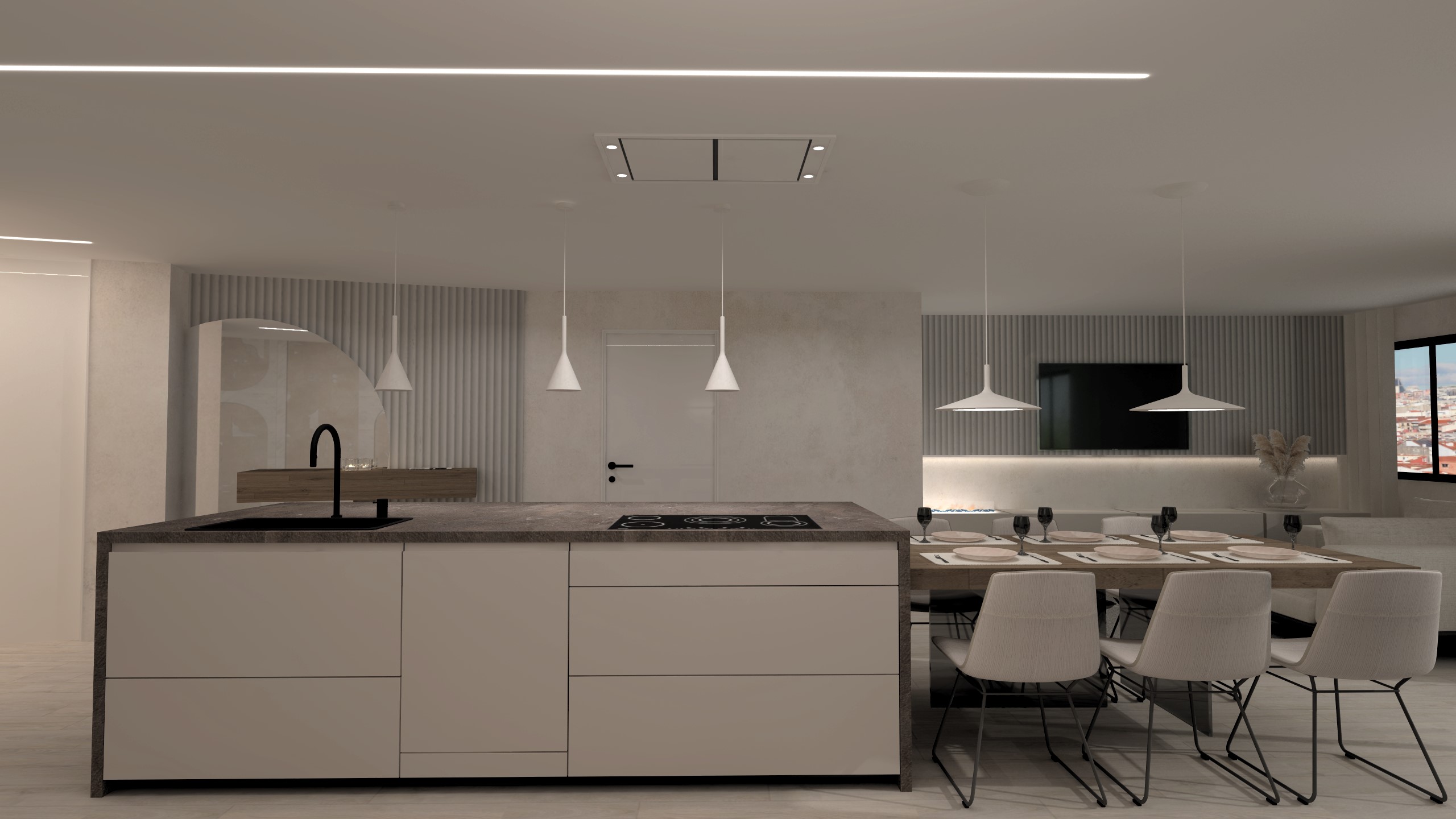 Cocina color Cashmere con Isla con Muebles de Cocina Santos | Docrys & DC