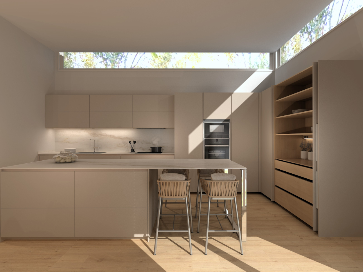 Cocina Santos gris arena y nogal | Docrys & DC