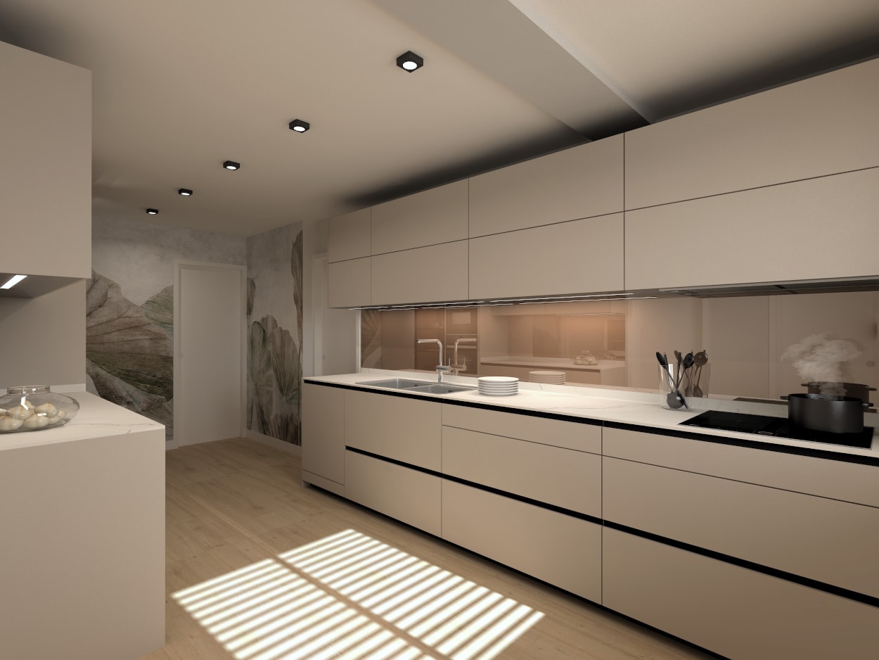 Cocina Santos gris arena en paralelo | Docrys & DC