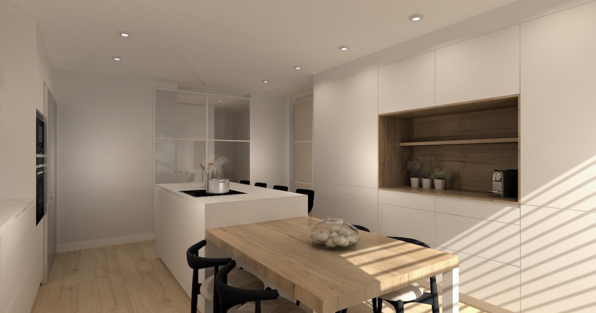 Cocina cerrada con isla y mesado | Proyectos de Cocinas DOCRYS & DC
