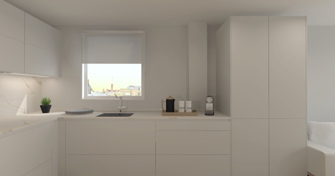 Cocina gris bruma en L | Docrys & DC