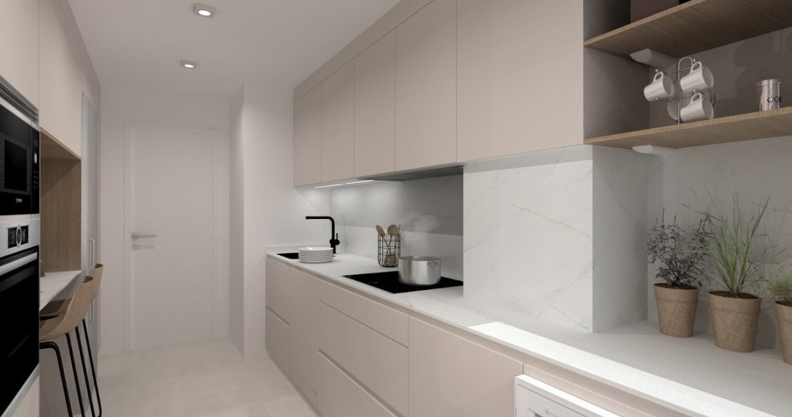 Cocina Santos cashmere en paralelo | Docrys & DC