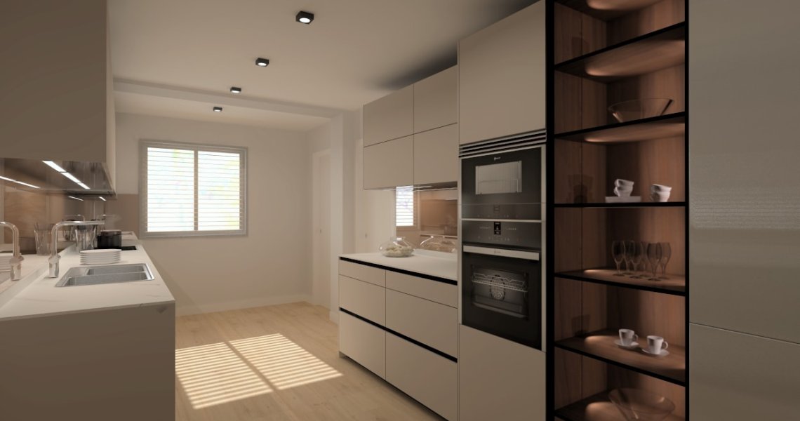 Cocina Santos gris arena en paralelo | Docrys & DC