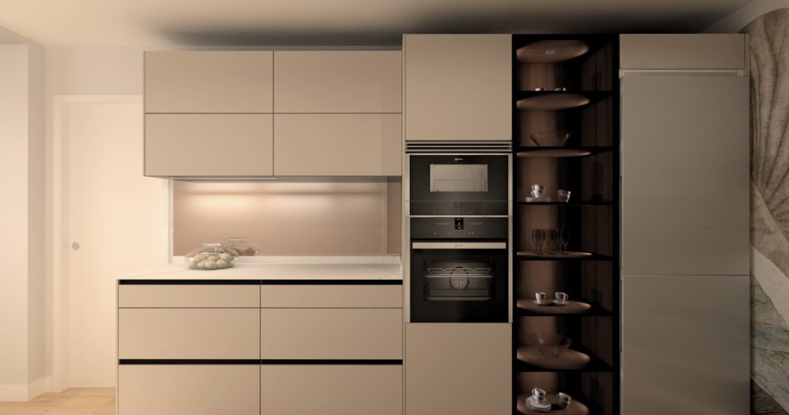 Cocina Santos gris arena en paralelo | Docrys & DC